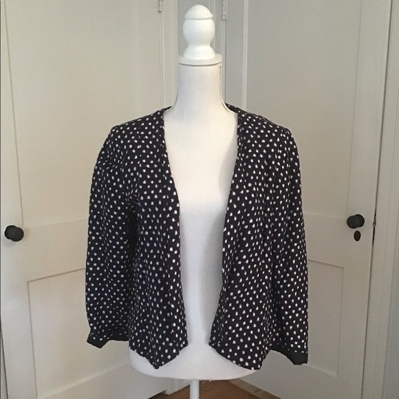 LOFT | Jackets & Coats | Loft Blue Polka Dot Cropped Jacket | Poshmark